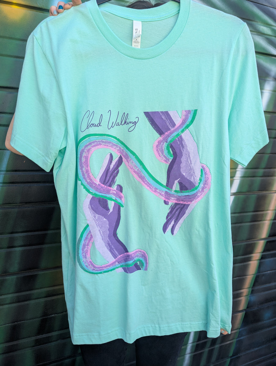 Cloud Walking Rainbow Hands Tee - Teal – Cloud Walking Coffee
